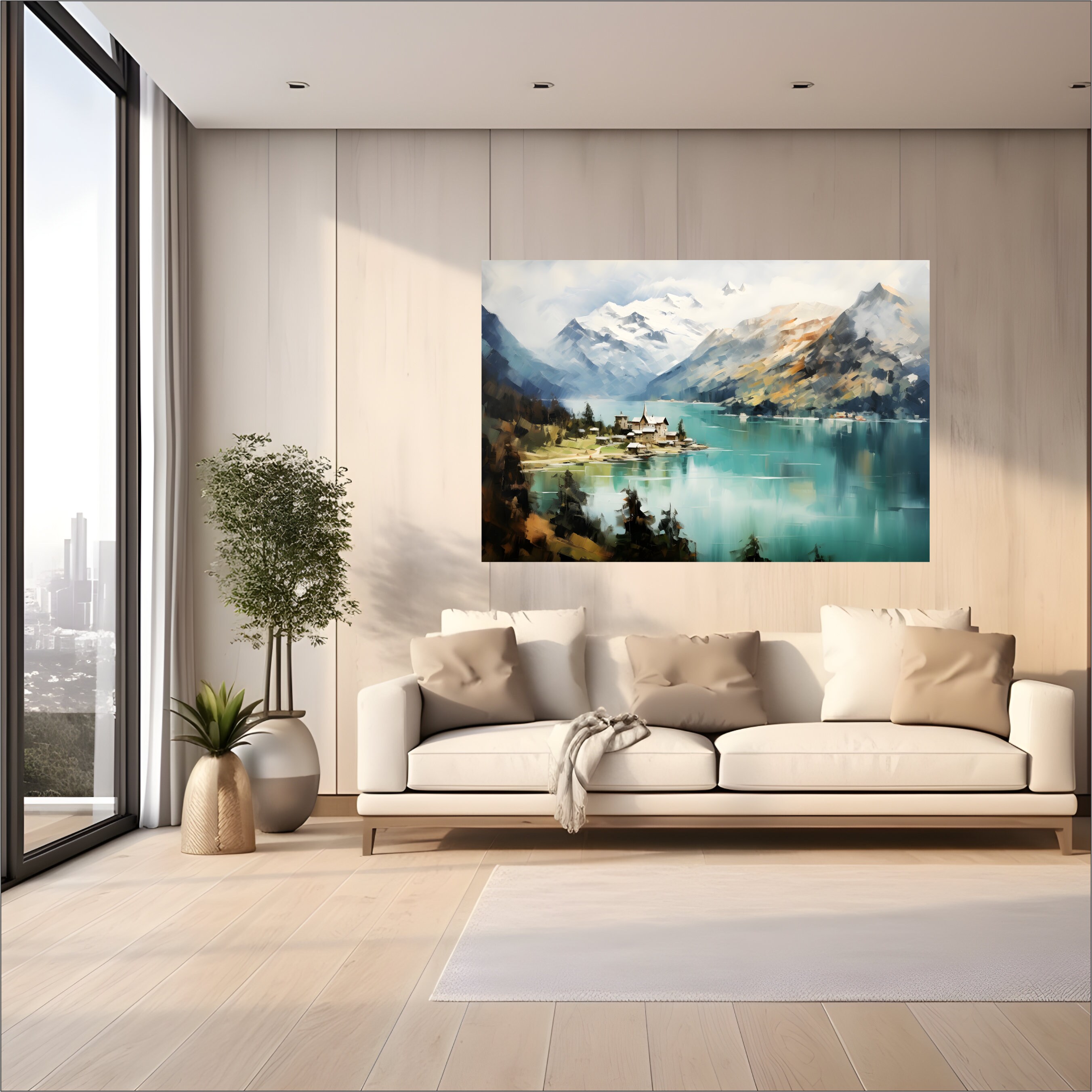 Swiss Alps Mountains Valley Village Crystal Alpine Lake Gallery Wrap ...