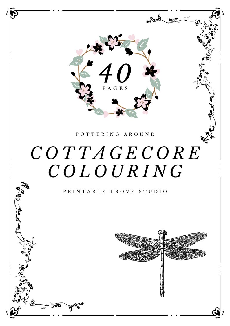 Cottagecore Colouring | Printable Adult Colouring With 40 Pages ...
