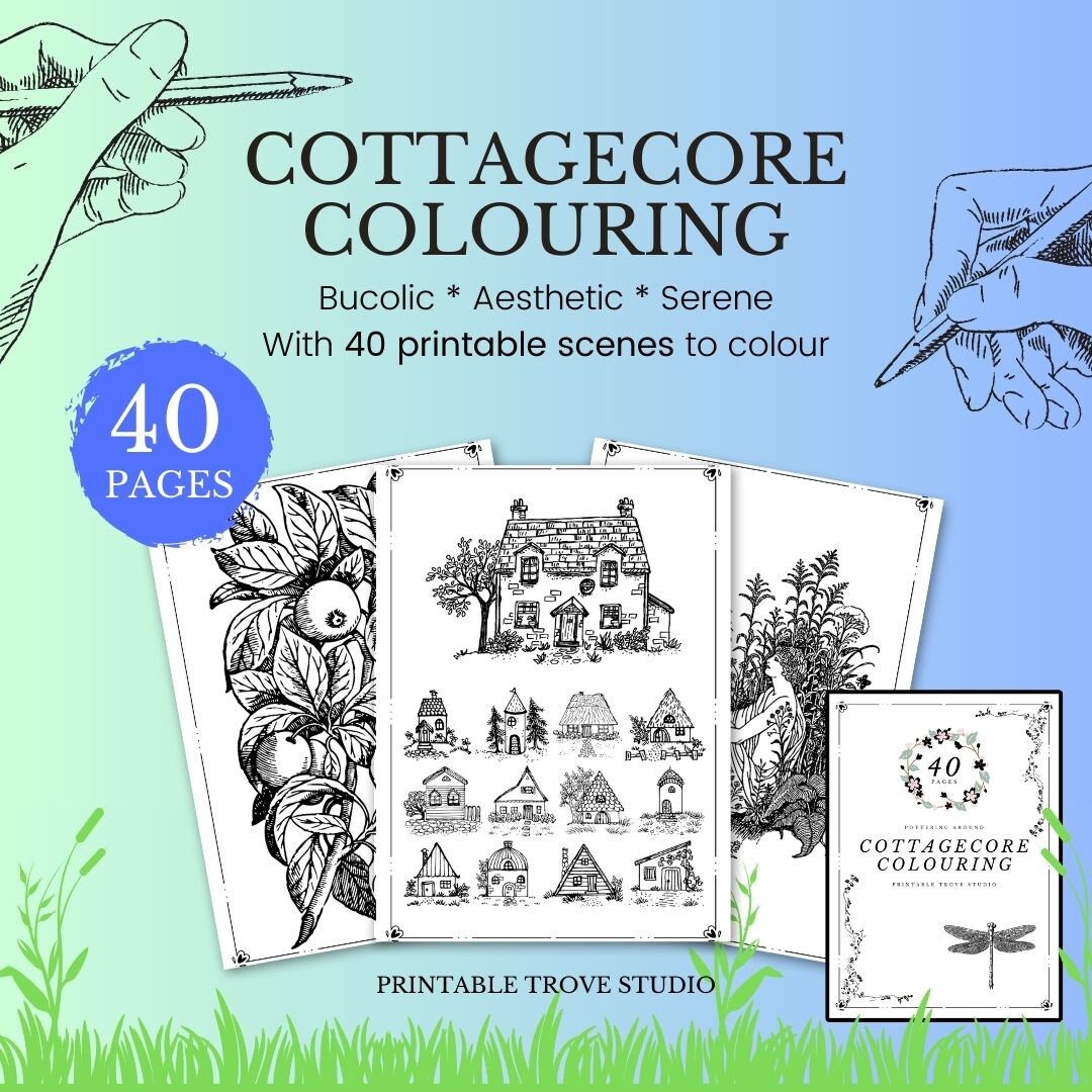 Cottagecore Colouring | Printable Adult Colouring With 40 Pages ...