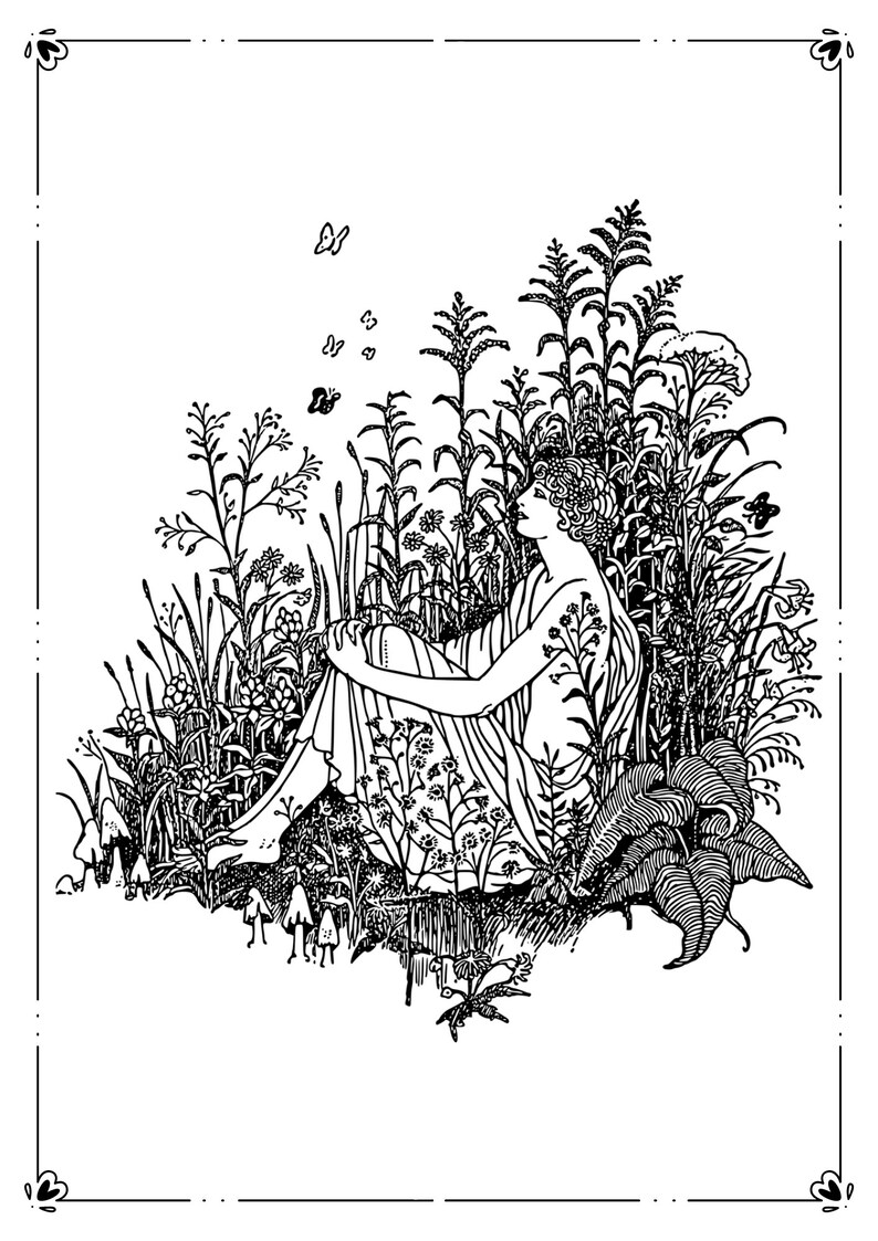 Cottagecore Colouring Printable Adult Colouring With 40 - Etsy