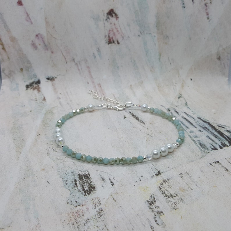 Light Blue Beaded Pearl Anklet | Glass Pearl Anklet | Beautiful Blue ...