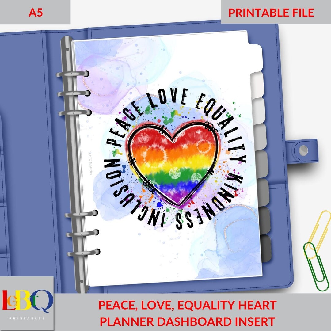 A5 HEART Printable A5 Planner Dashboard A5 Insert Peace - Etsy