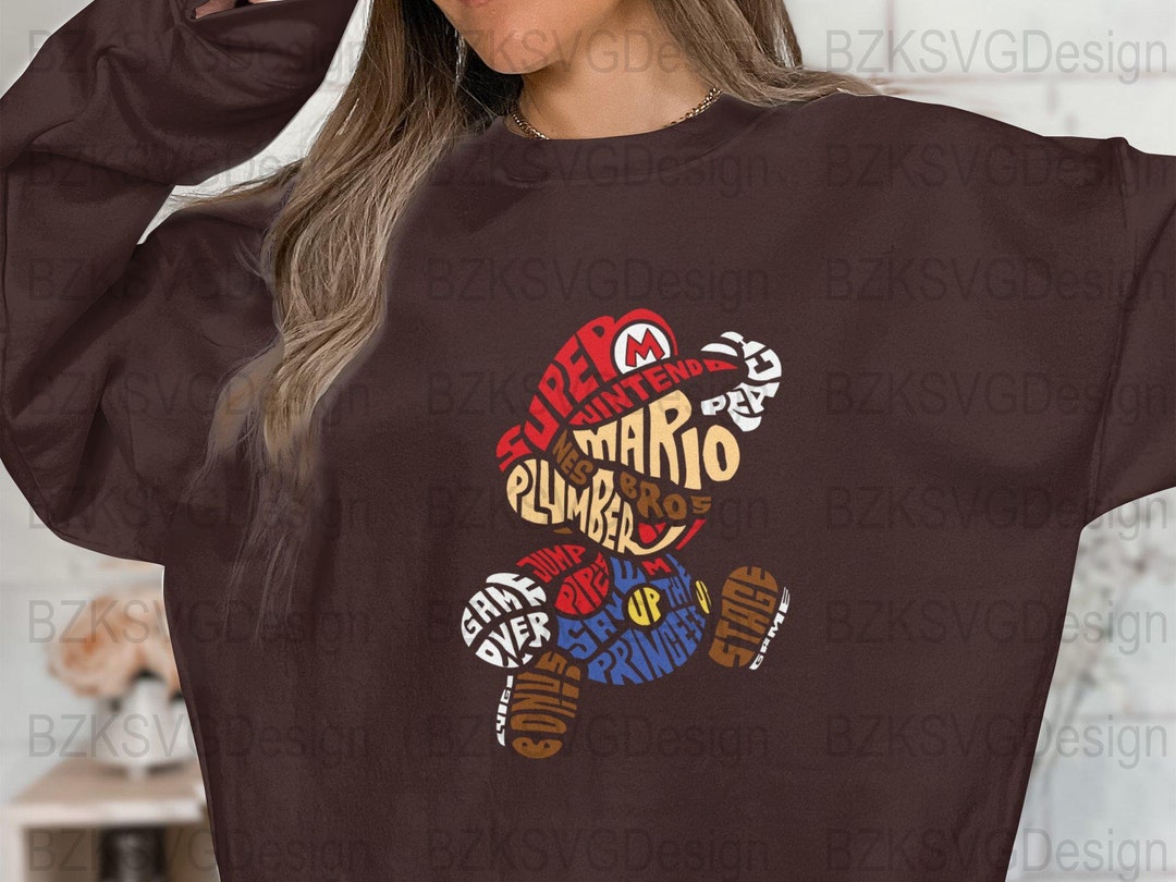 Mario Bros Svg Png Super Mario Calligram Shirt Figure - Etsy Ireland