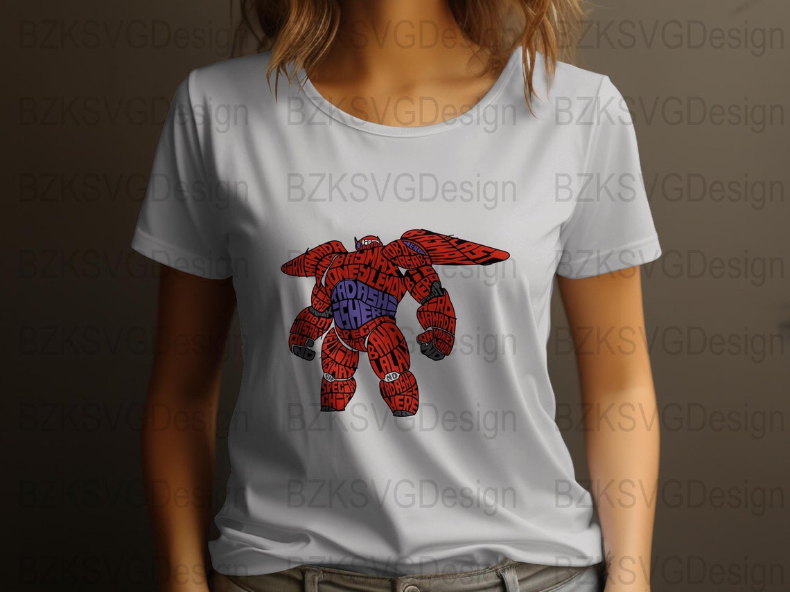 Baymax Svg, Png, Six Big Hero Calligram Shirt Figure, Illustration ...