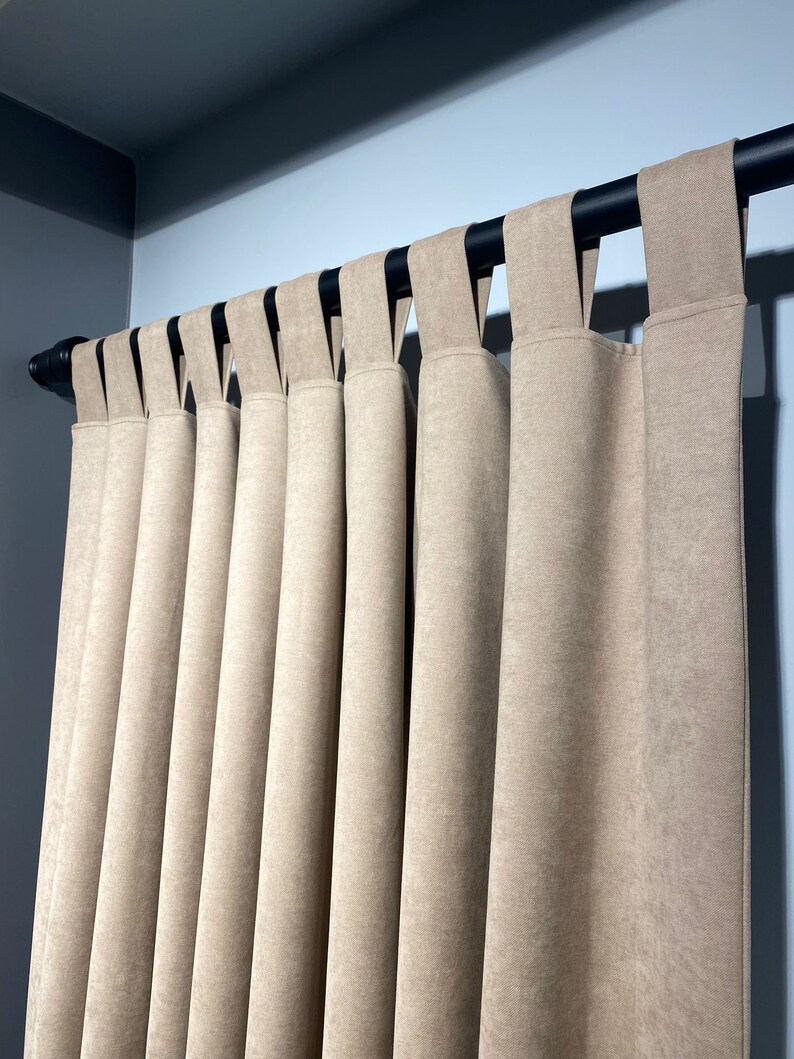 Natural Soft Looking Economic High Quality Tab Top Drapery Curtains ...