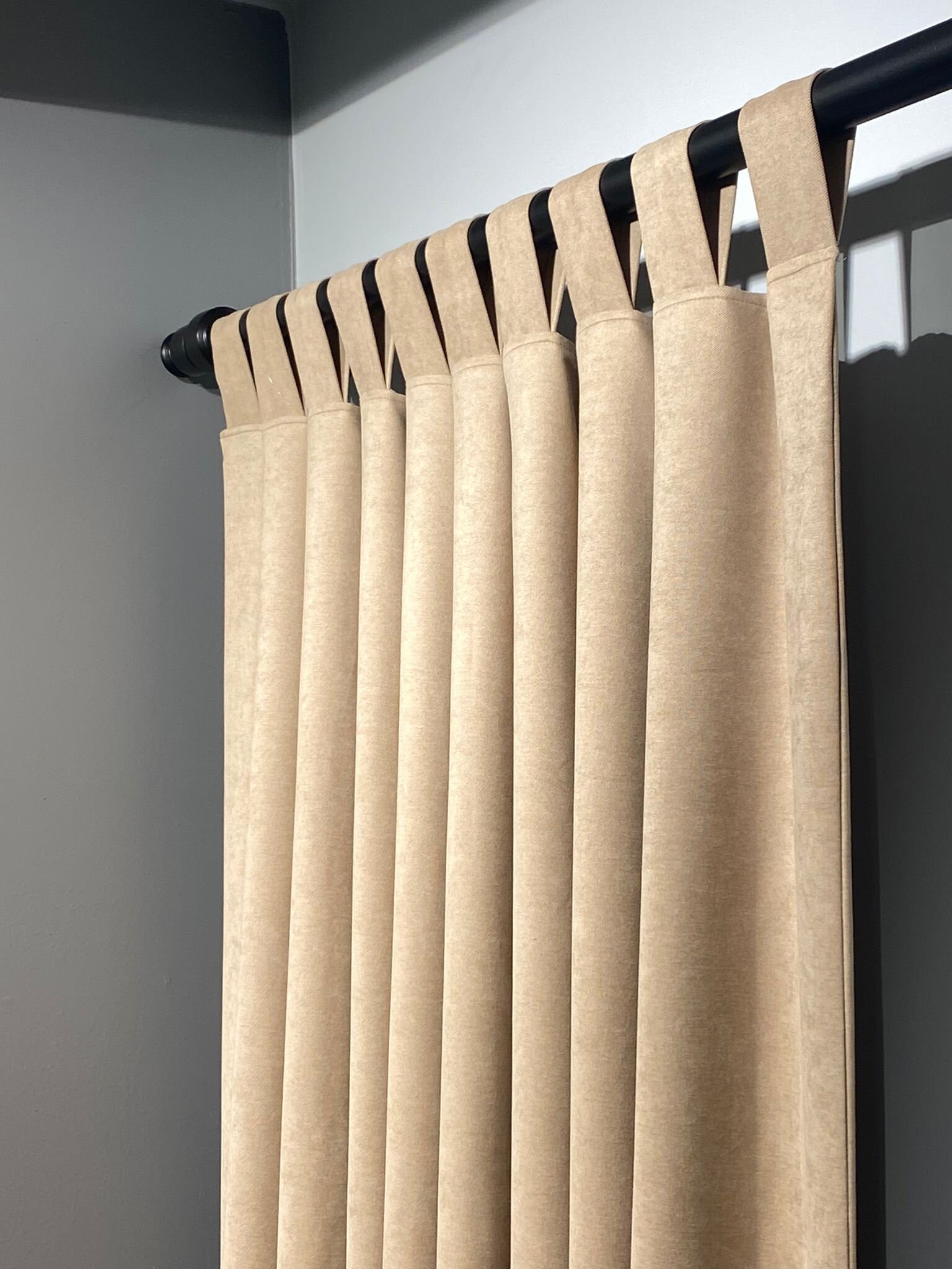 Natural Soft Looking Economic High Quality Tab Top Drapery Curtains ...