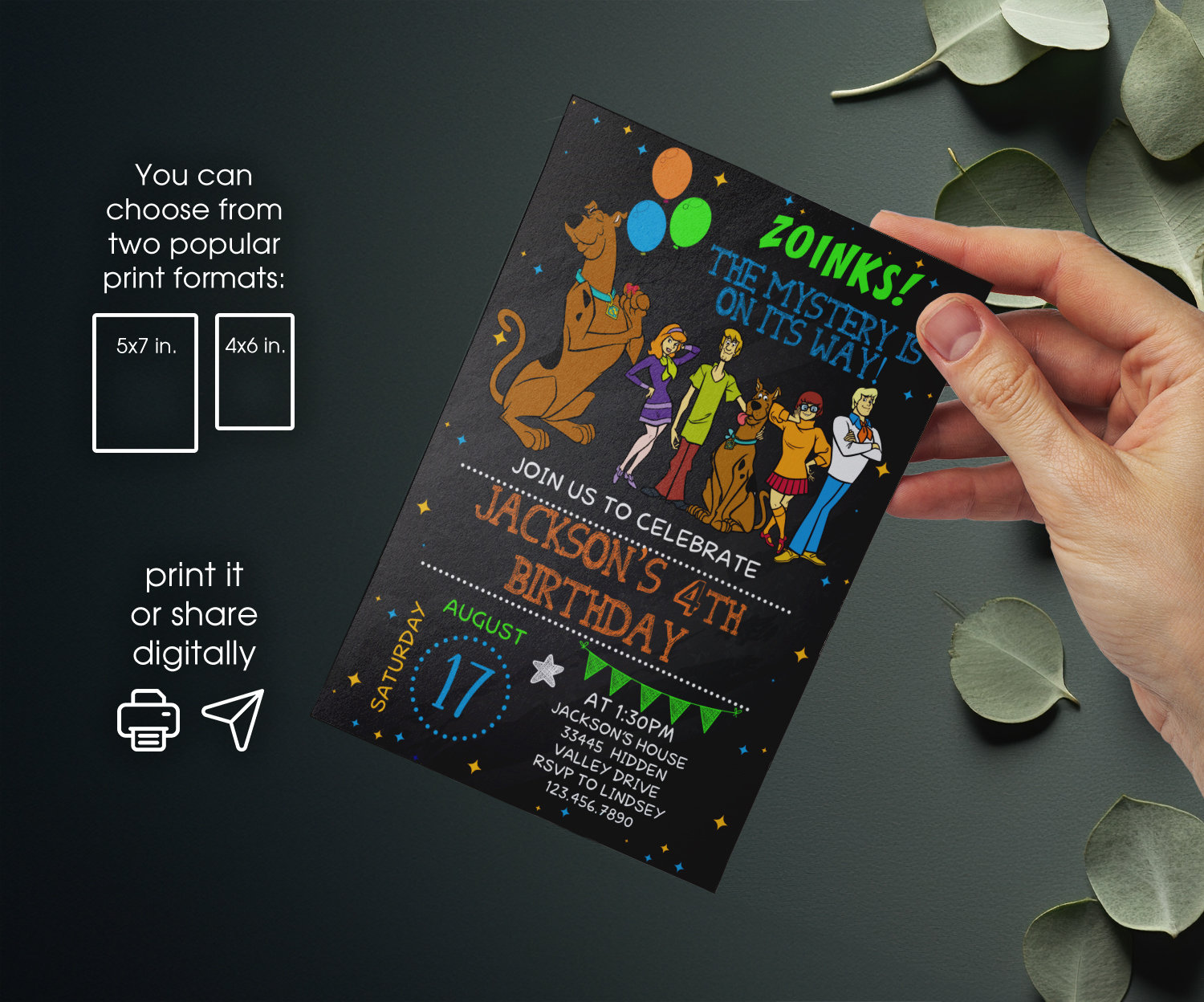 Printable Birthday Invitation Scooby Doo Invitation Editable - Etsy