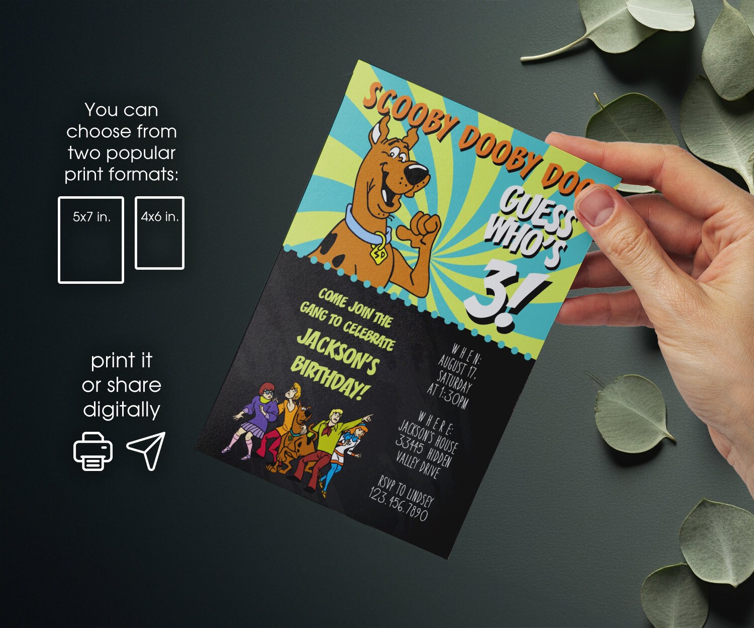 Printable Birthday Invitation Scooby Doo Invitation Editable - Etsy