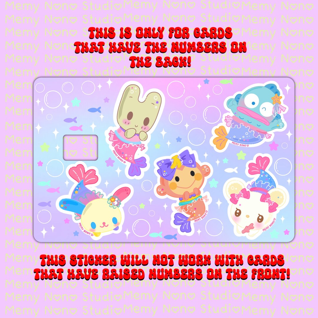 Animal Friends Card Skin Mermaid Sticker Card Skin Card Decal Credit ...