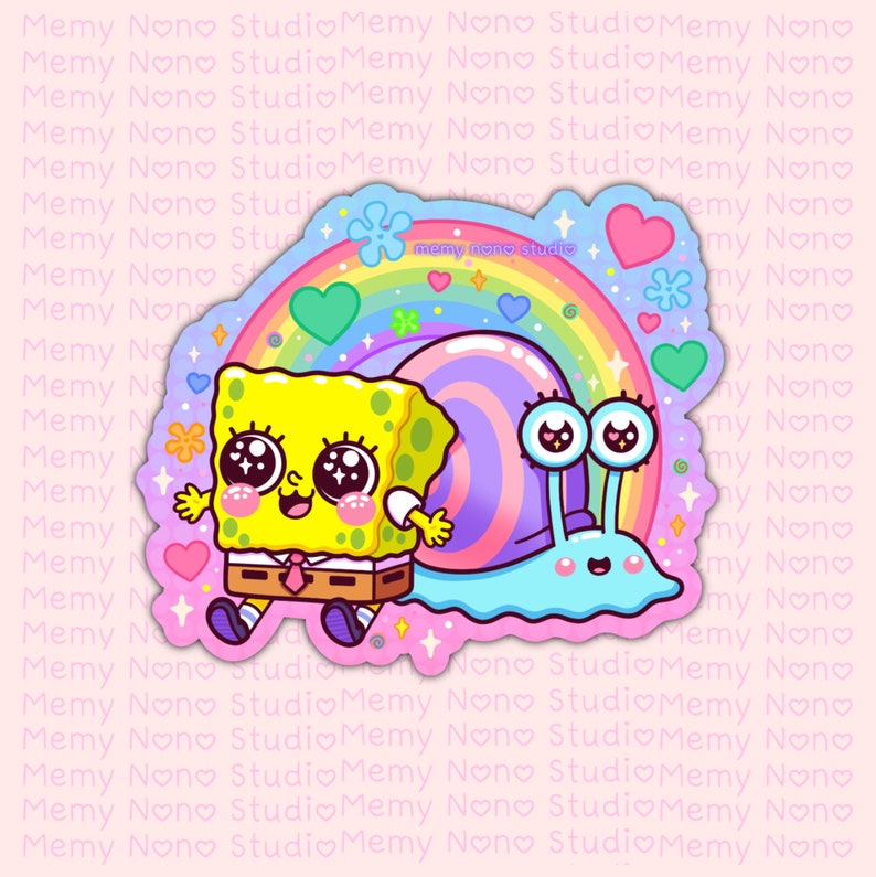 Baby Spongebob and Gary Sticker Nickelodeon Sticker Holographic Sticker ...