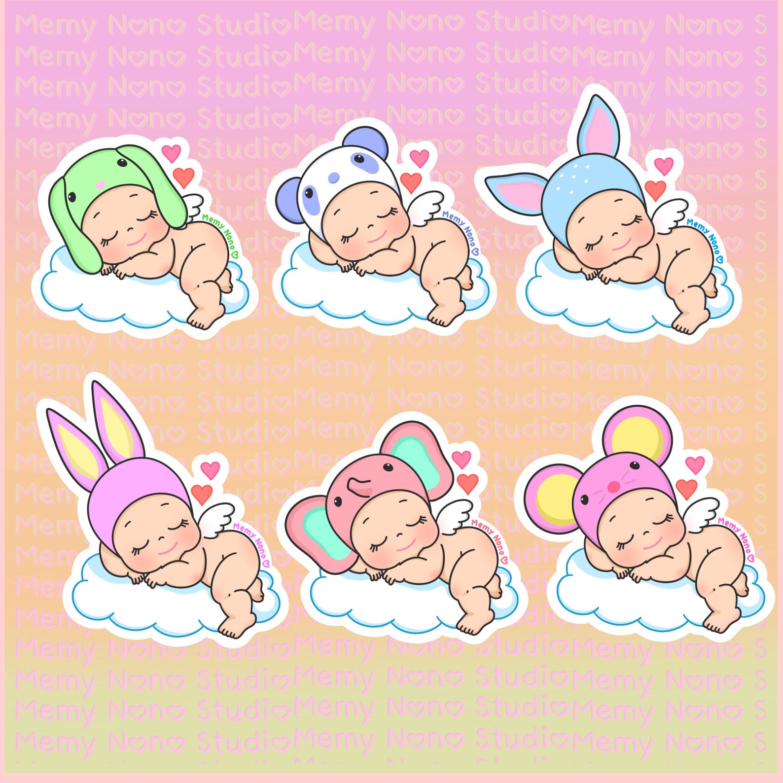 Cherub Angel Stickers Kewpie Stickers Dreaming Kewpie Angel Stickers ...