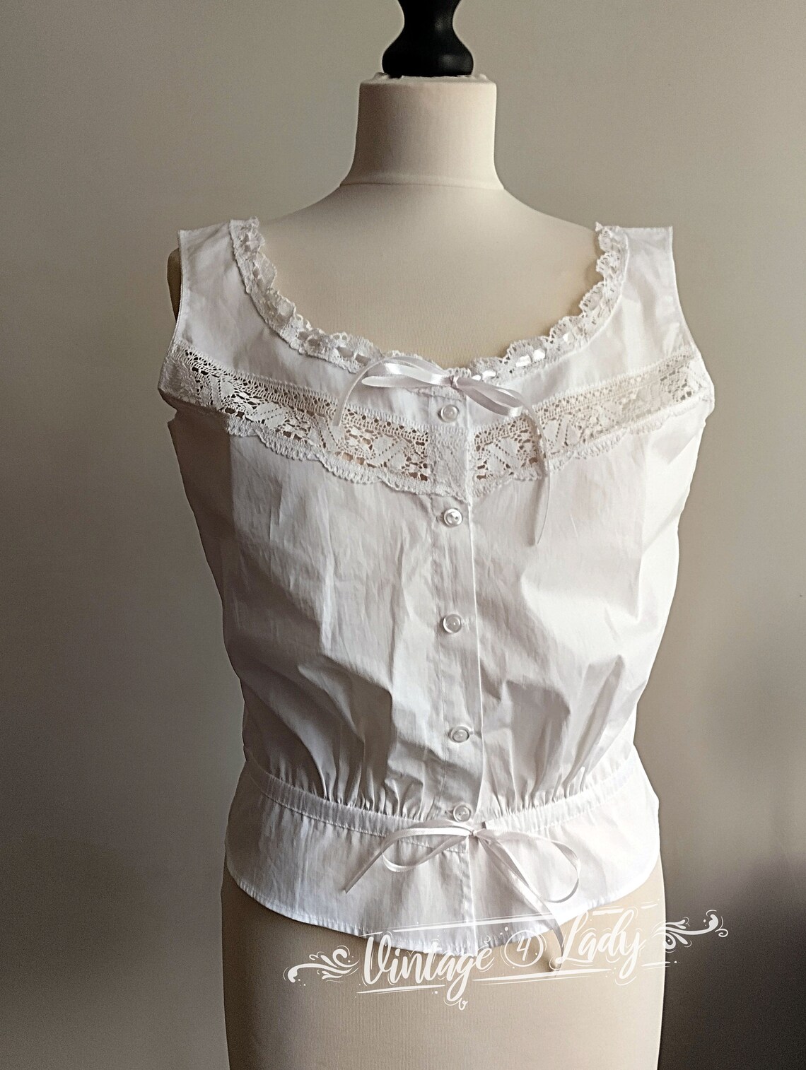 Edwardian corset cover White cotton Poplin camisole Powder heather ...