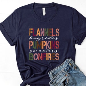 Flannels Pumpkins Bonfires, Fall Shirts, Teachers Shirt, Thanksgiving ...