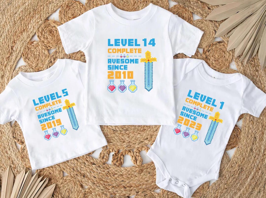 Custom Level Game Birthday Shirt, Level 7 Unlocked Shirt, Birthday ...