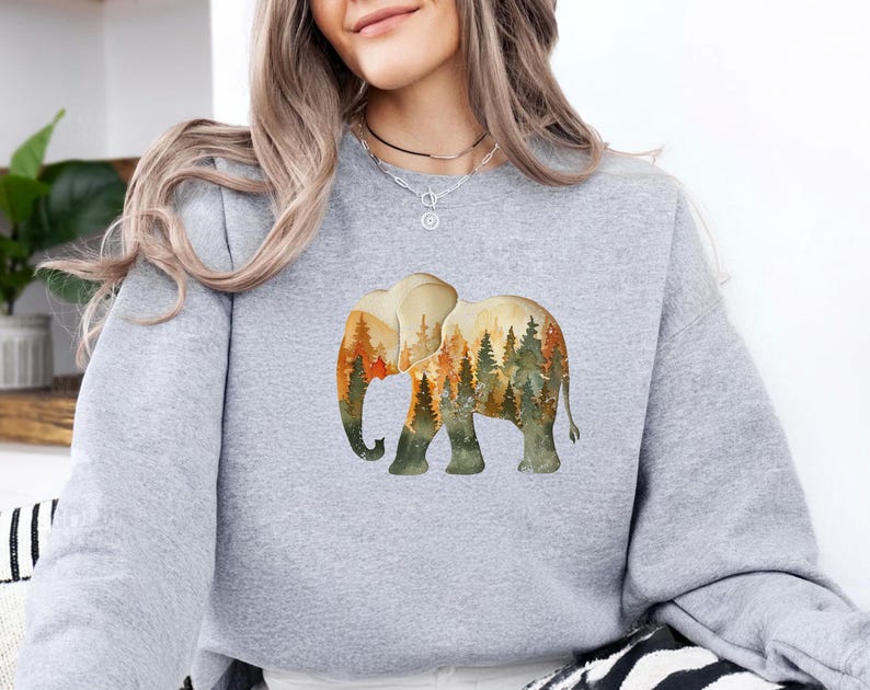 Pastel Watercolor Elephant Silhouette Sweatshirt, Watercolor Elephant ...