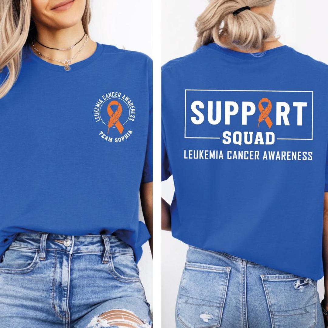 Leukemia Cancer Support Squad Shirt, Orange Ribbon Tee, Leukemia ...