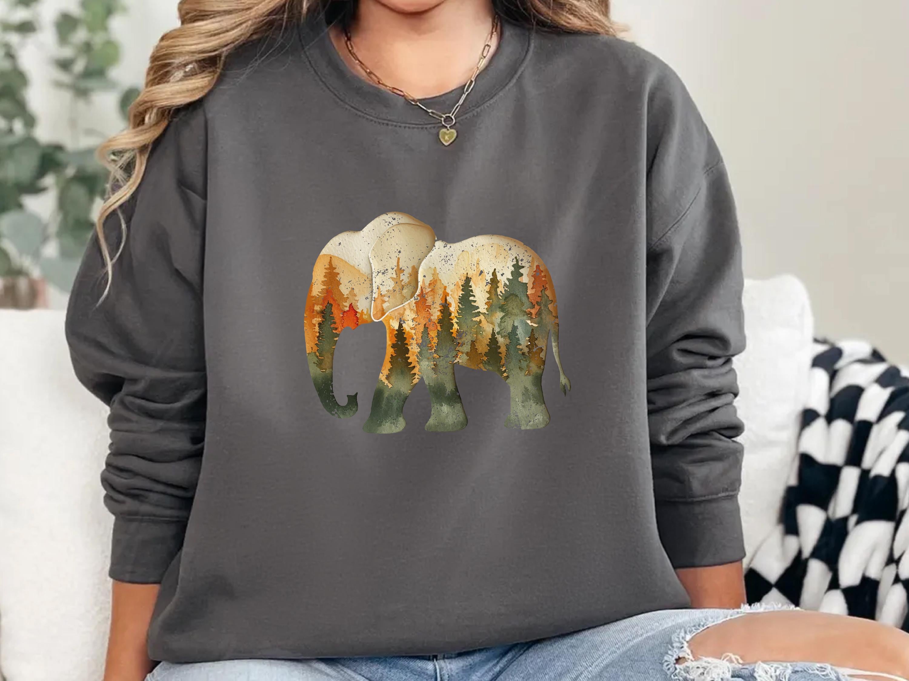 Pastel Watercolor Elephant Silhouette Sweatshirt, Watercolor Elephant ...