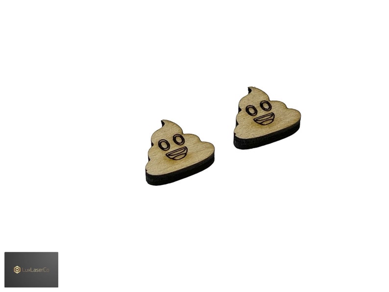 3 Pairs of Wooden Emoji Poopy, Poop Stud Earring Blanks, Poop Emoji ...