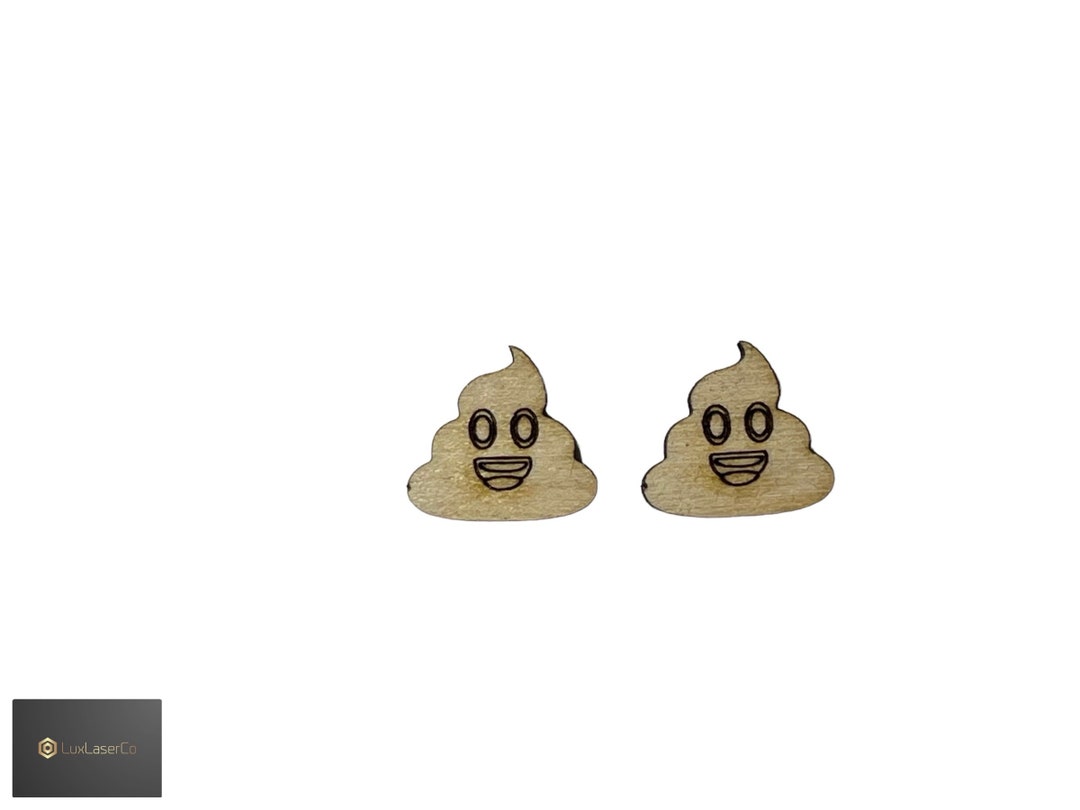 3 Pairs of Wooden Emoji Poopy, Poop Stud Earring Blanks, Poop Emoji ...