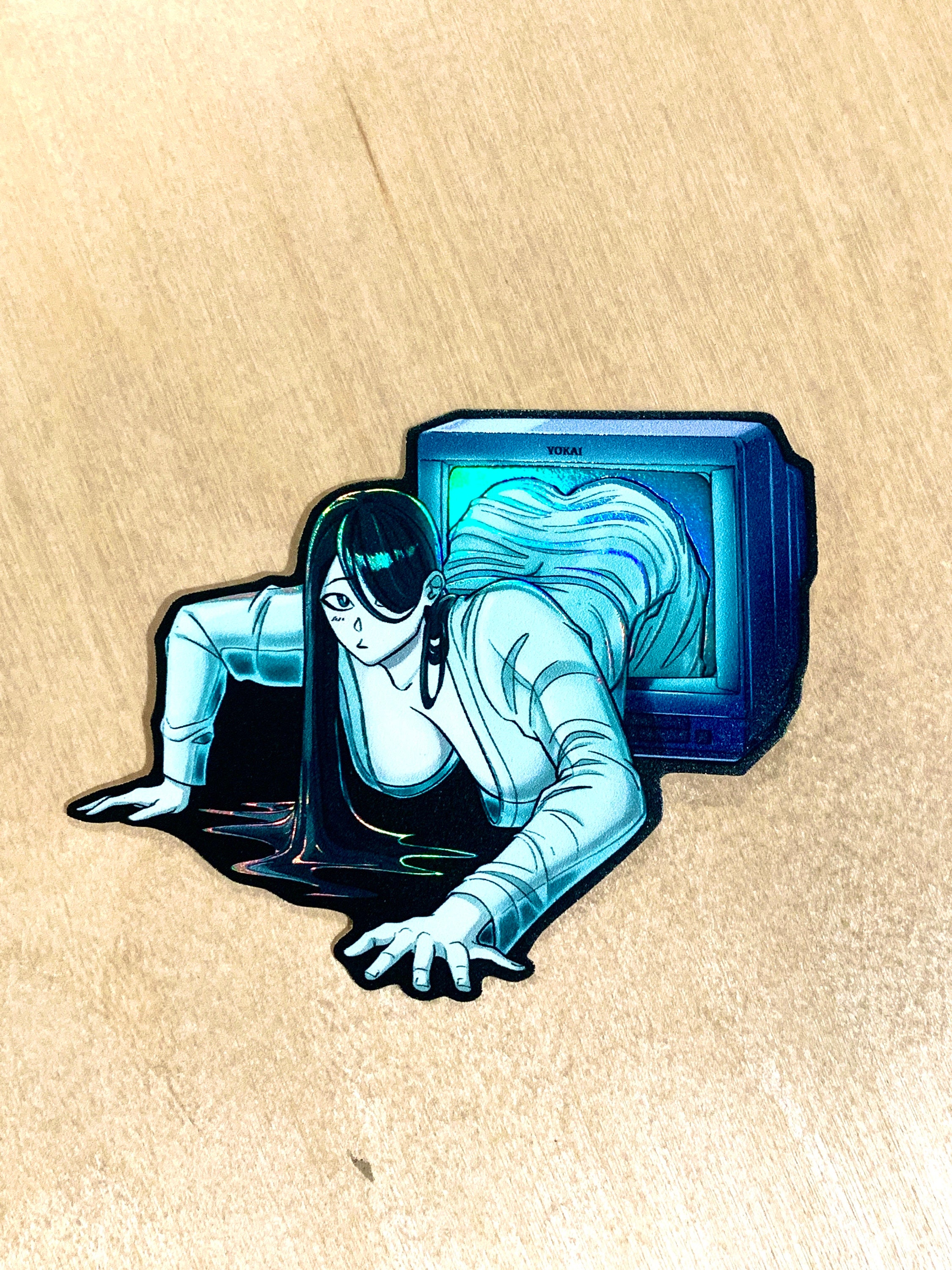 Onryo / Cursed Videotape TV Ghost Waifu - Holographic Vinyl Sticker ...
