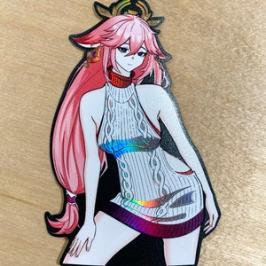Yae Miko Sticker Genshin Impact Fan Art Holographic Vinyl Sticker With ...