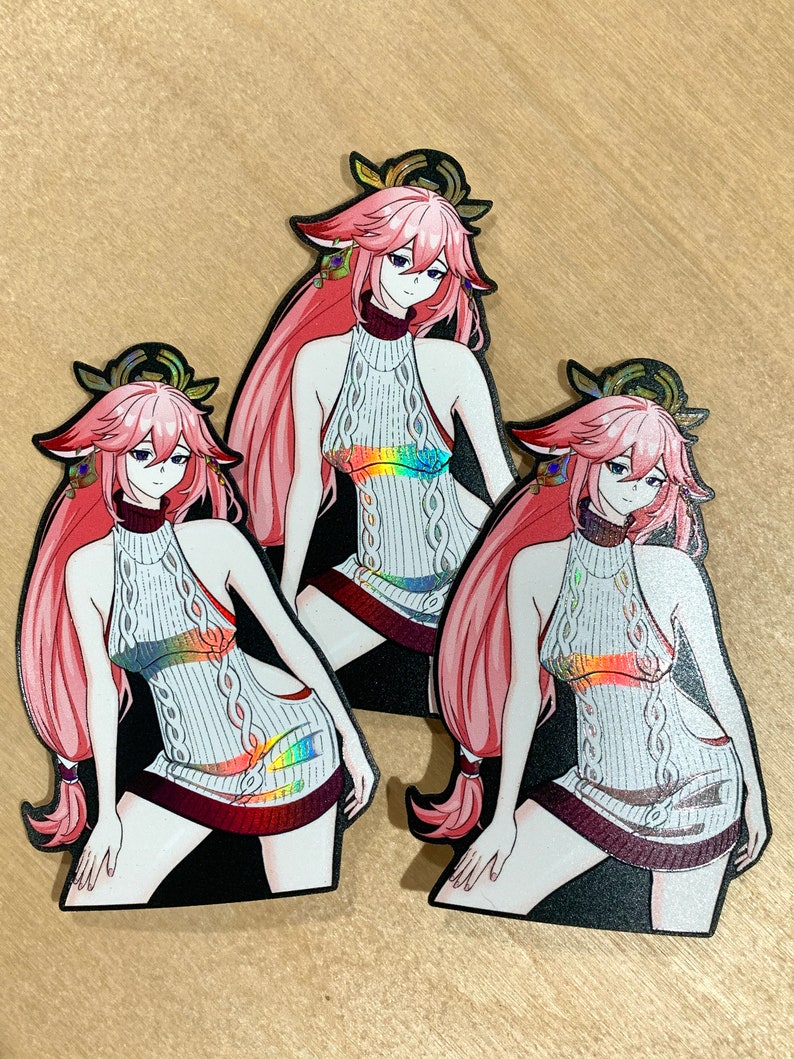Yae Miko Sticker Genshin Impact Fan Art Holographic Vinyl Sticker With ...