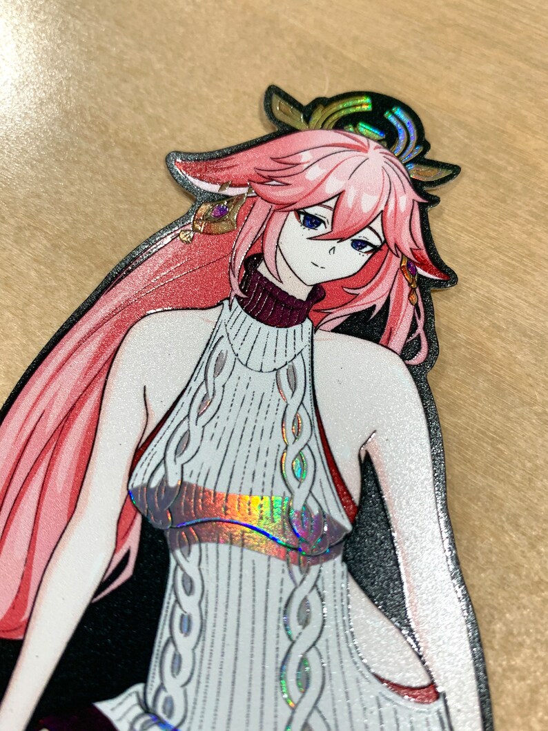 Yae Miko Sticker - Genshin Impact Fan Art - Holographic Vinyl Sticker ...
