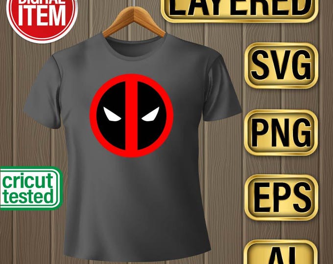 Deadpool Face SVG Digital Instant Download for Cricut, Silhouette ...