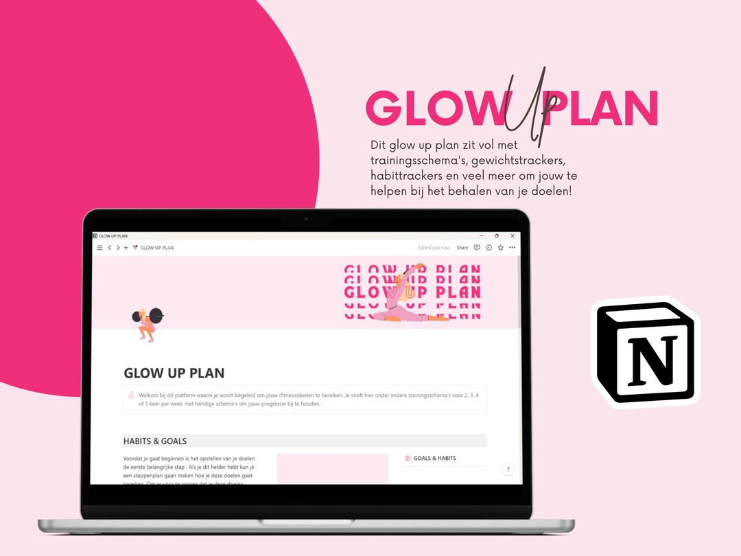Glow up Plan Training Schedules Trackers Fitness Notion - Etsy