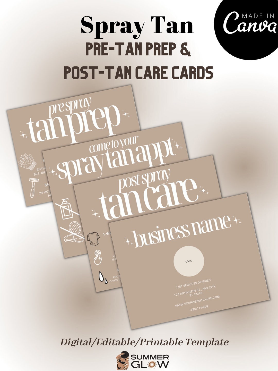 Pre-tan Prep & Post-tan Care Cards - Etsy