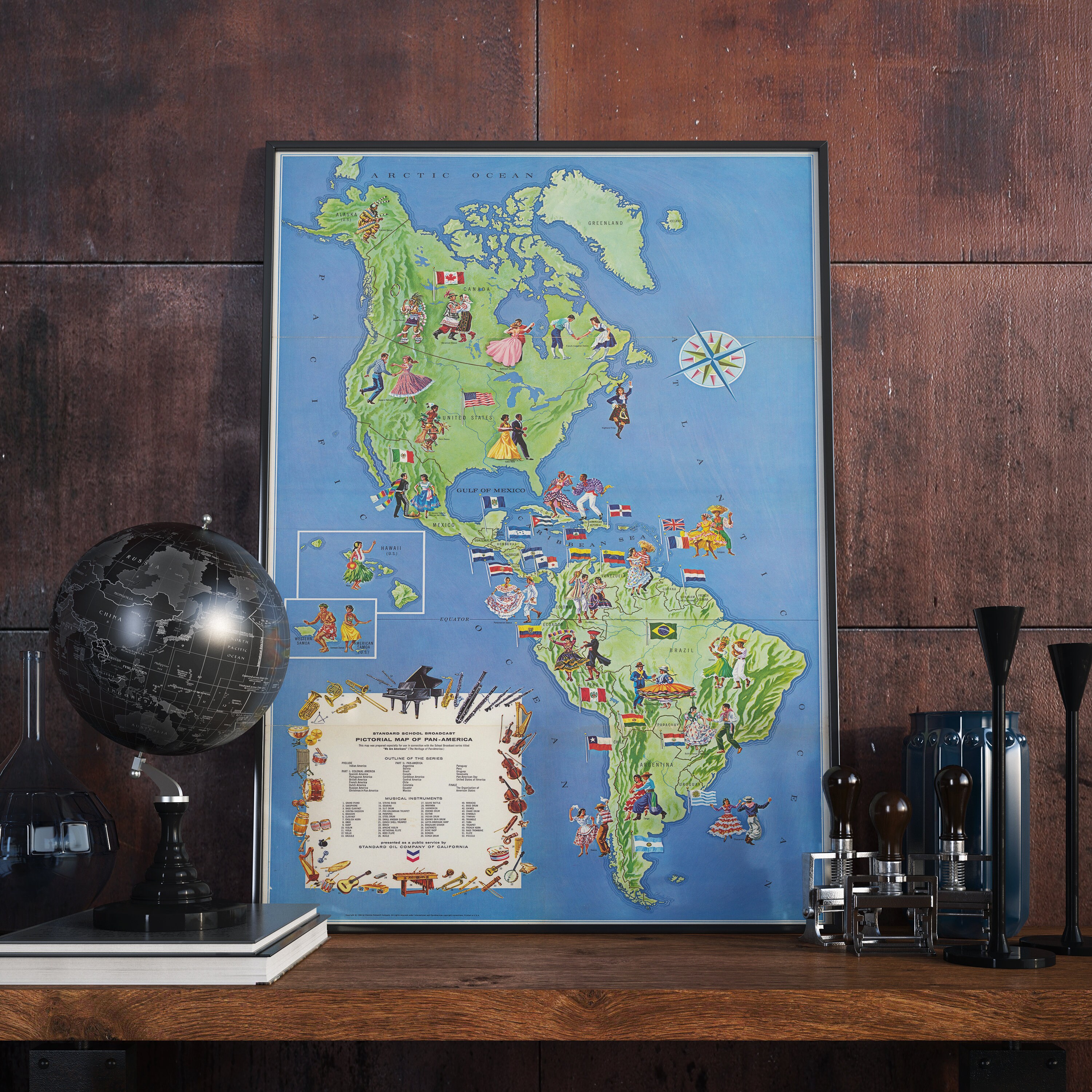 Standard School Broadcast Pictorial Map of Pan-america Print - Etsy