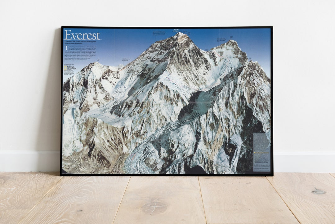 Mount Everest Print, Illustrated Map, Pictorial Map, Poster Print, Map ...