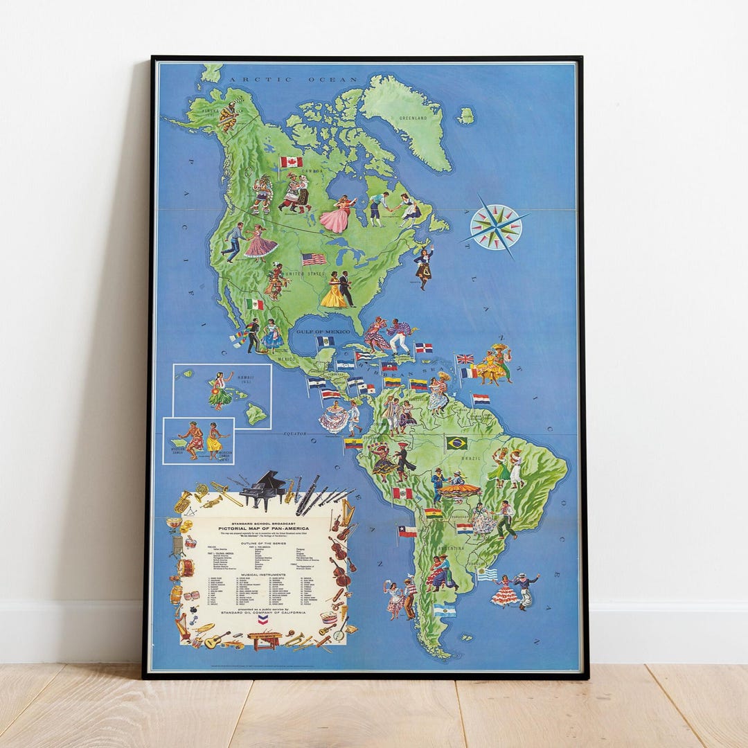 Standard School Broadcast Pictorial Map of Pan-america Print ...