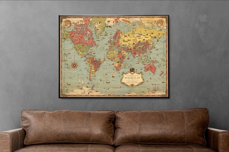 Mercator Map of the World Print, Illustrated Map, Old World Map ...