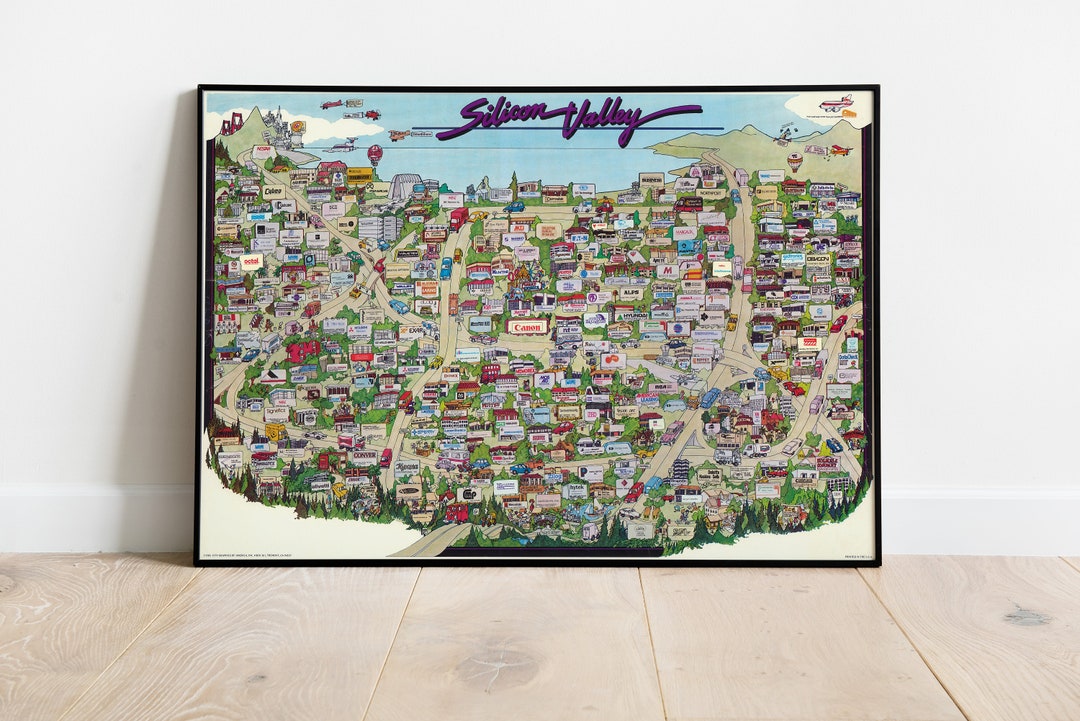 Pictorial Silicon Valley Print, Illustrated Map, Pictorial Map, Poster ...