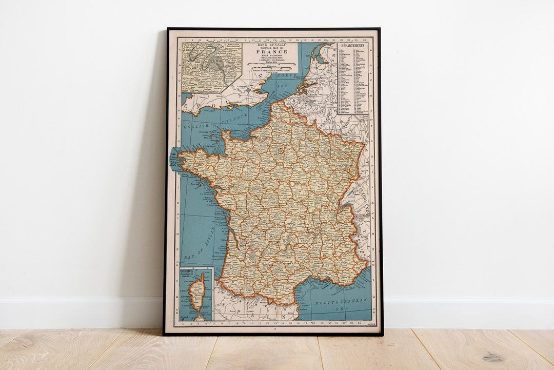 Popular Map of France Map Print, Illustrated Map, Old World Map ...
