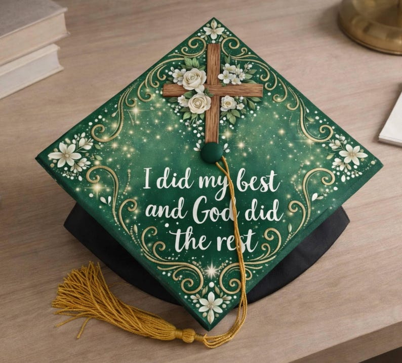 Custom Religious Graduation Cap Topper, I Did My Best and God Did the ...
