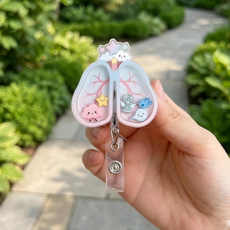 Lung Shaker Badge Reel, Respiratory Therapist Badge Reel, Floral Lungs ...