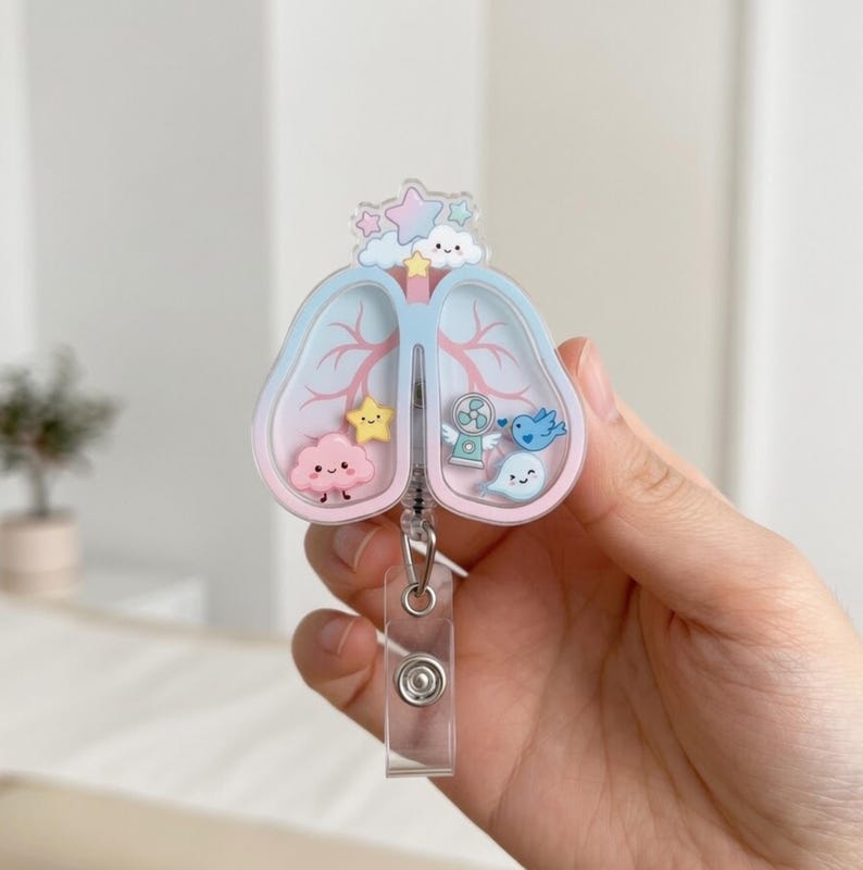 Lung Shaker Badge Reel, Respiratory Therapist Badge Reel, Floral Lungs ...