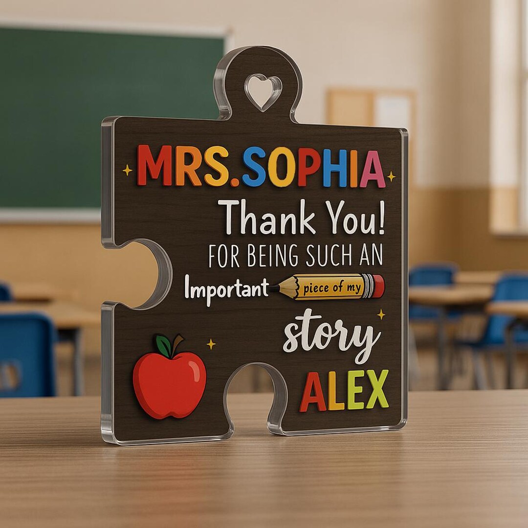 Personalized Thank You Teacher Puzzle Plaque, Acrylic Teacher Plaque ...