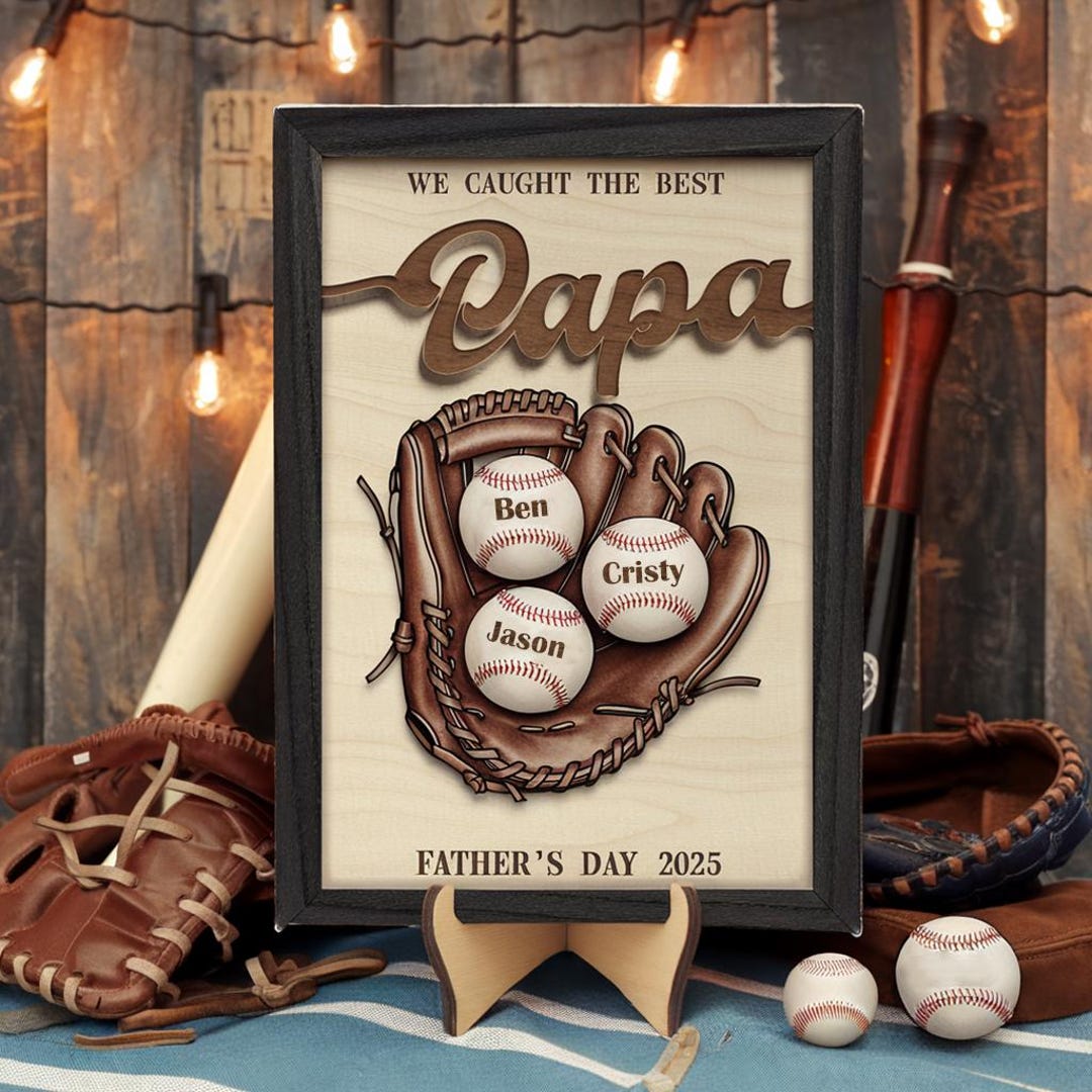 Personalized We Caught the Best Dad Baseball Sign, Baseball Wood Sign ...