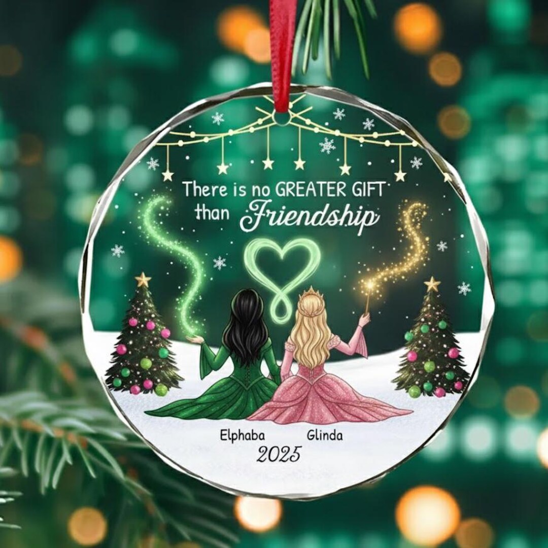 Personalized Best Friend Ornament, Elphaba and Glinda Glass Ornament ...
