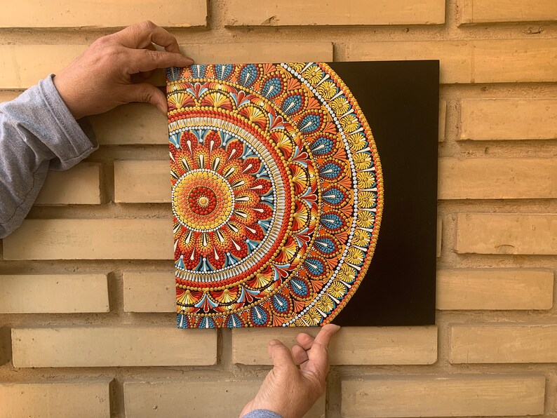 Mandala Art Dot Painting Pointillism Arte Original Acrílico Boho Wall ...