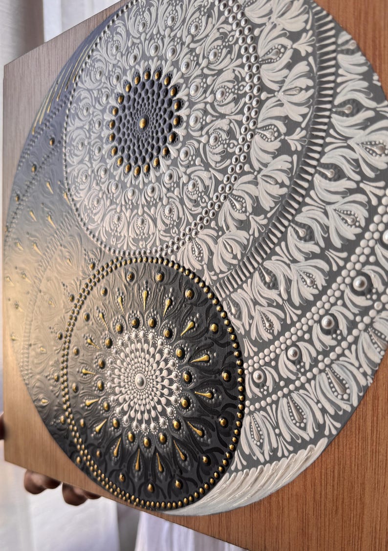 Handmade Yin Yang Art, Pointillism Decor, Spiritual Wall Piece, Zen ...
