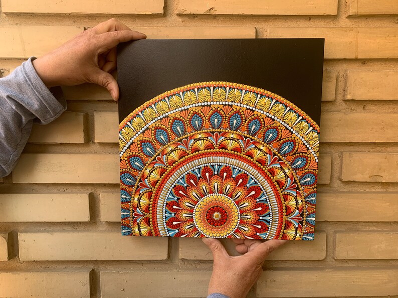 Mandala Art Dot Painting Pointillism Arte Original Acrílico Boho Wall ...