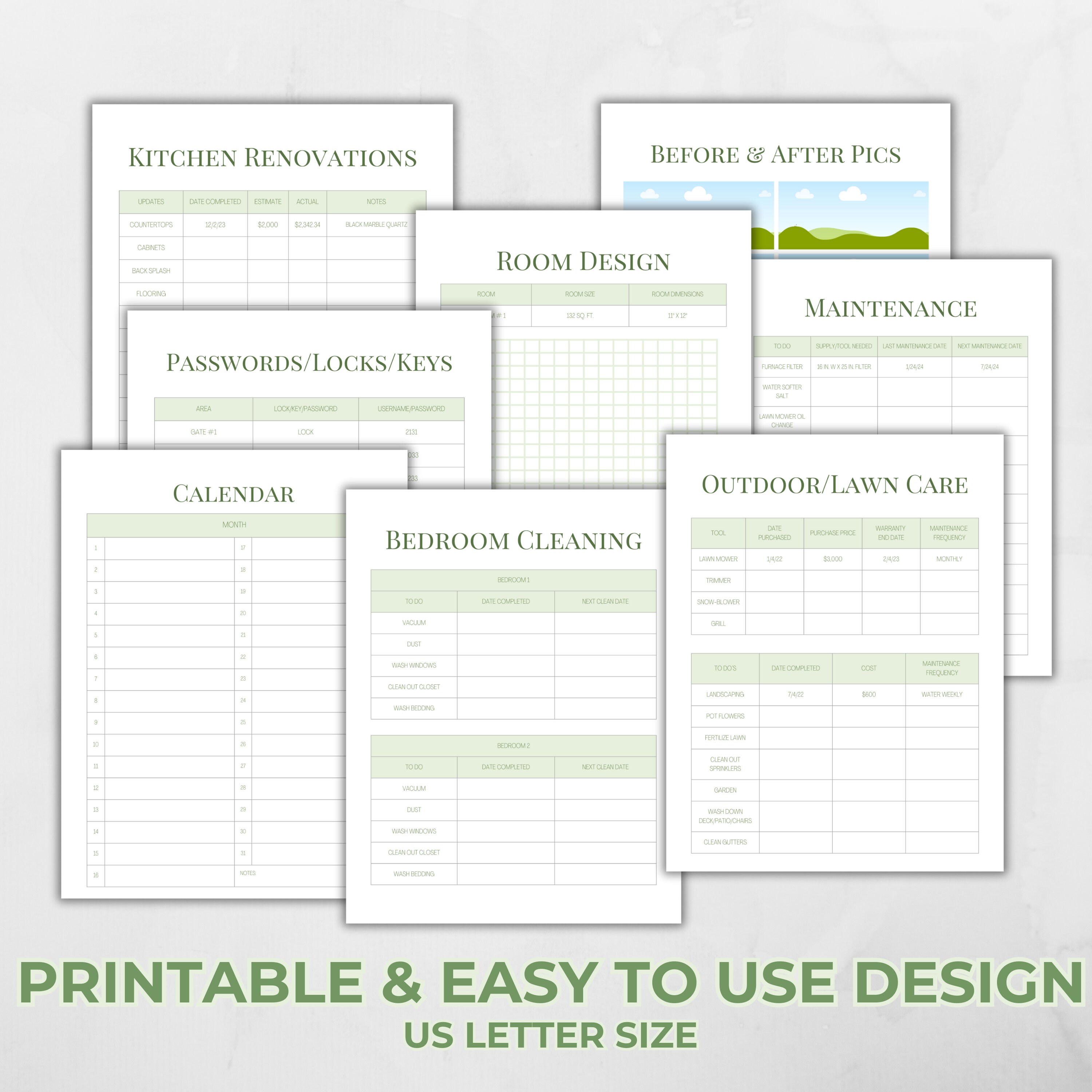 Home Renovation Planner Template - Maintenance Cleaning Paint Colors ...