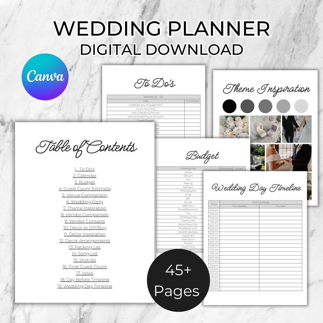 Customized Wedding Planner Binder Canva Template - Printable DIY Bride ...