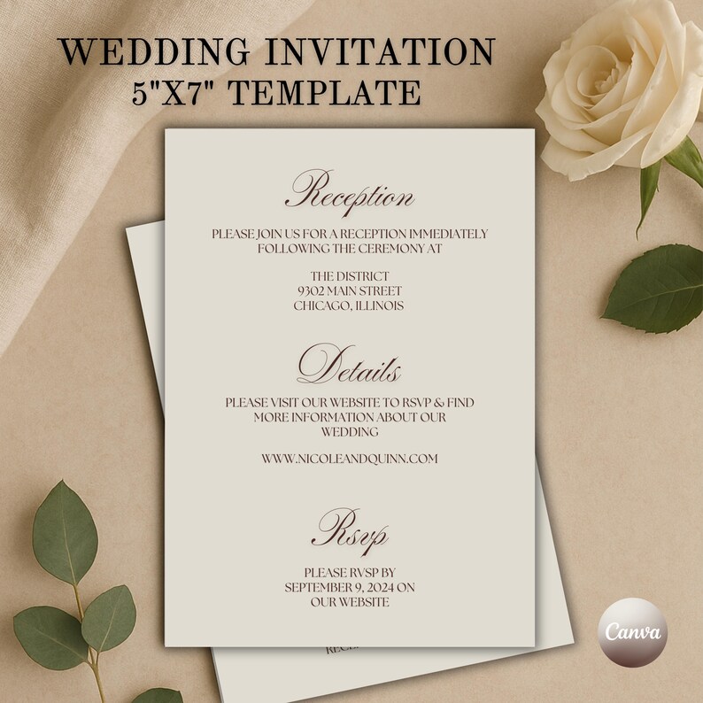 Hand-drawn Mansion Wedding Invitation Template, Brown & Cream (digital ...