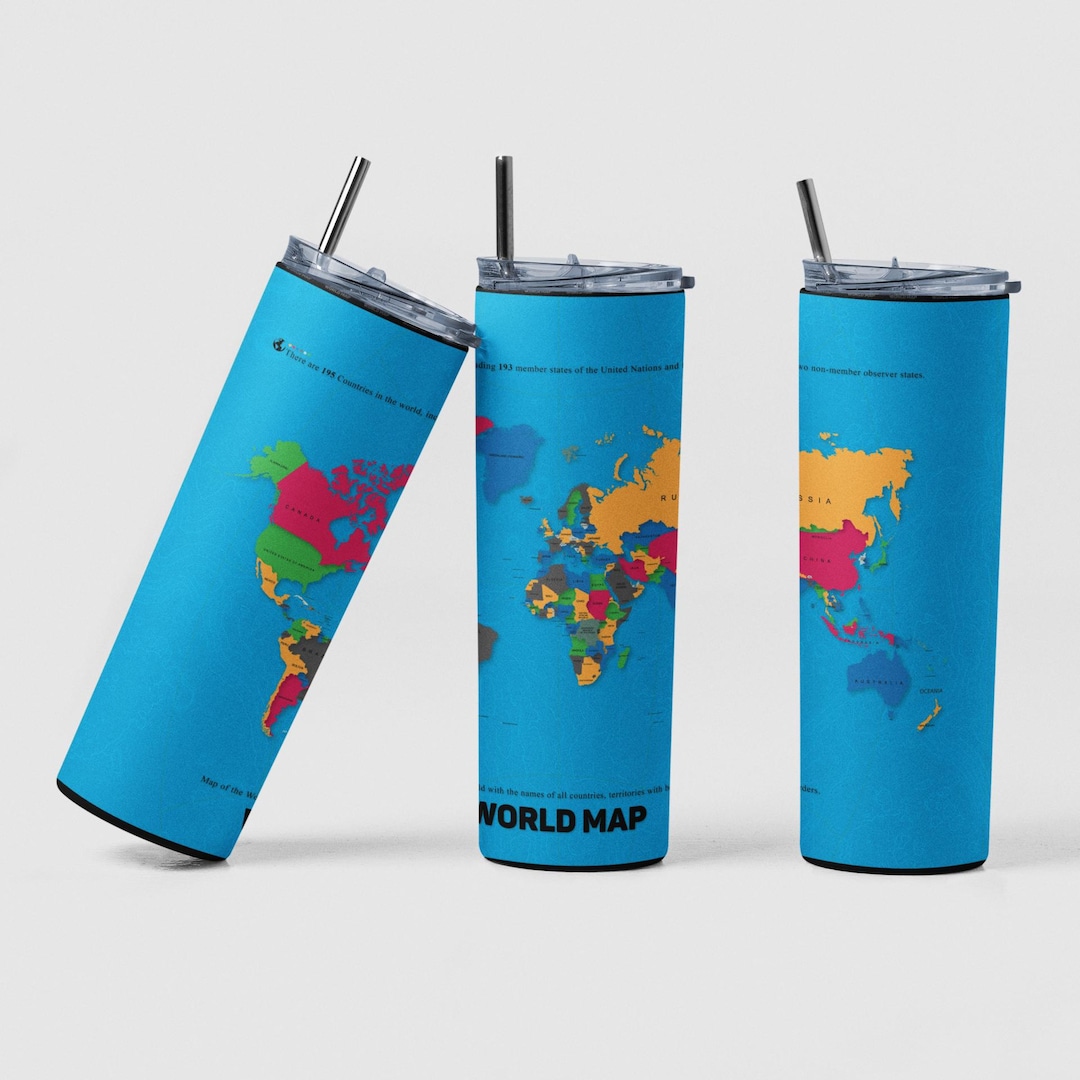 20oz Skinny Tumbler Sublimation Designs World Map | Vintage World Map ...