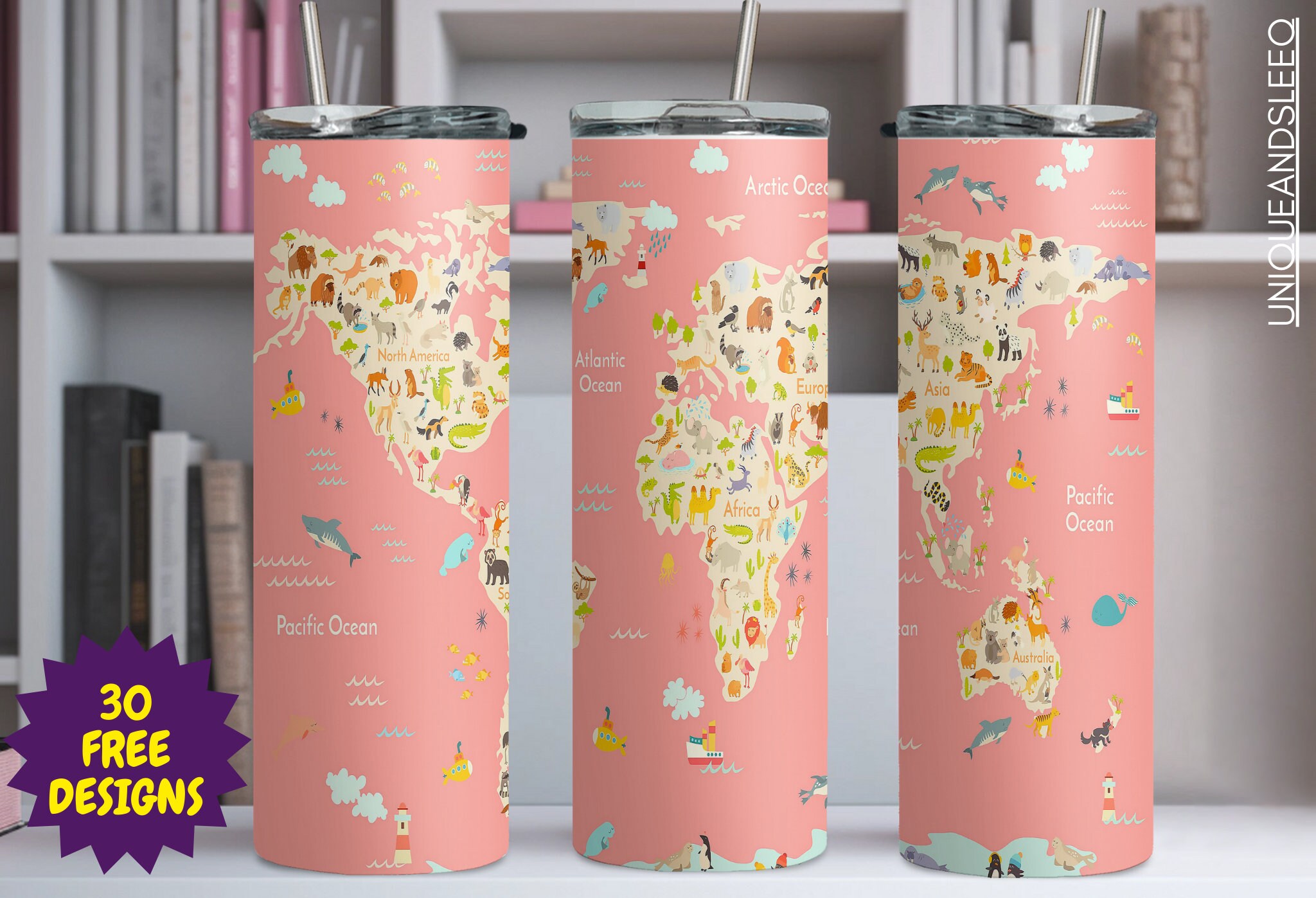 20oz Skinny Tumbler Sublimation Designs Different Country World Map ...